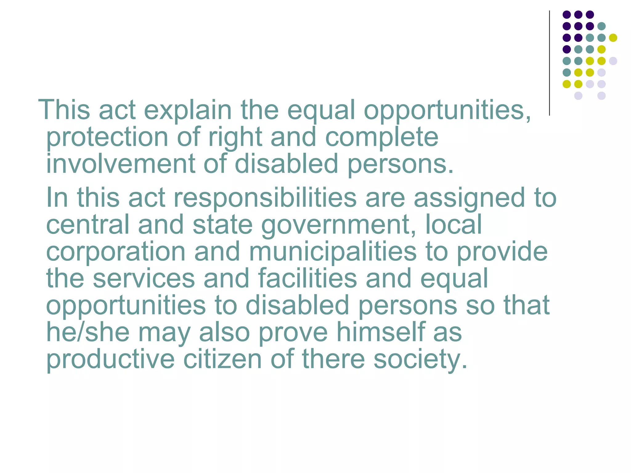 Person with disability act 1995 | PPT