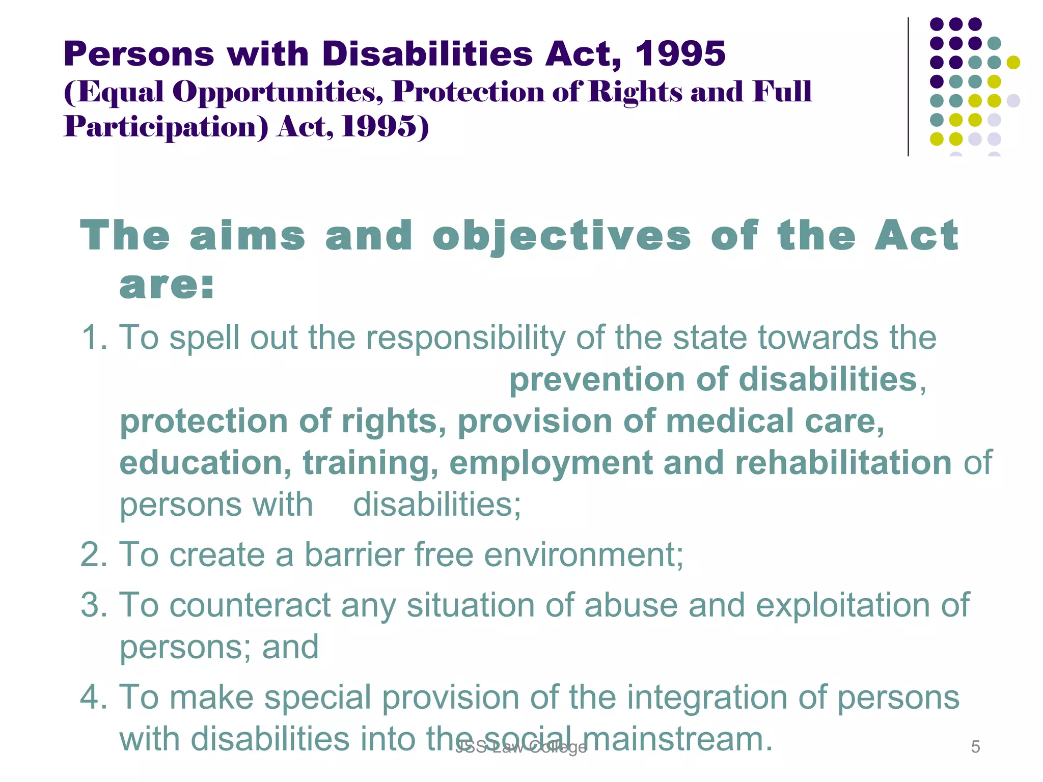 Person with disability act 1995 | PPT