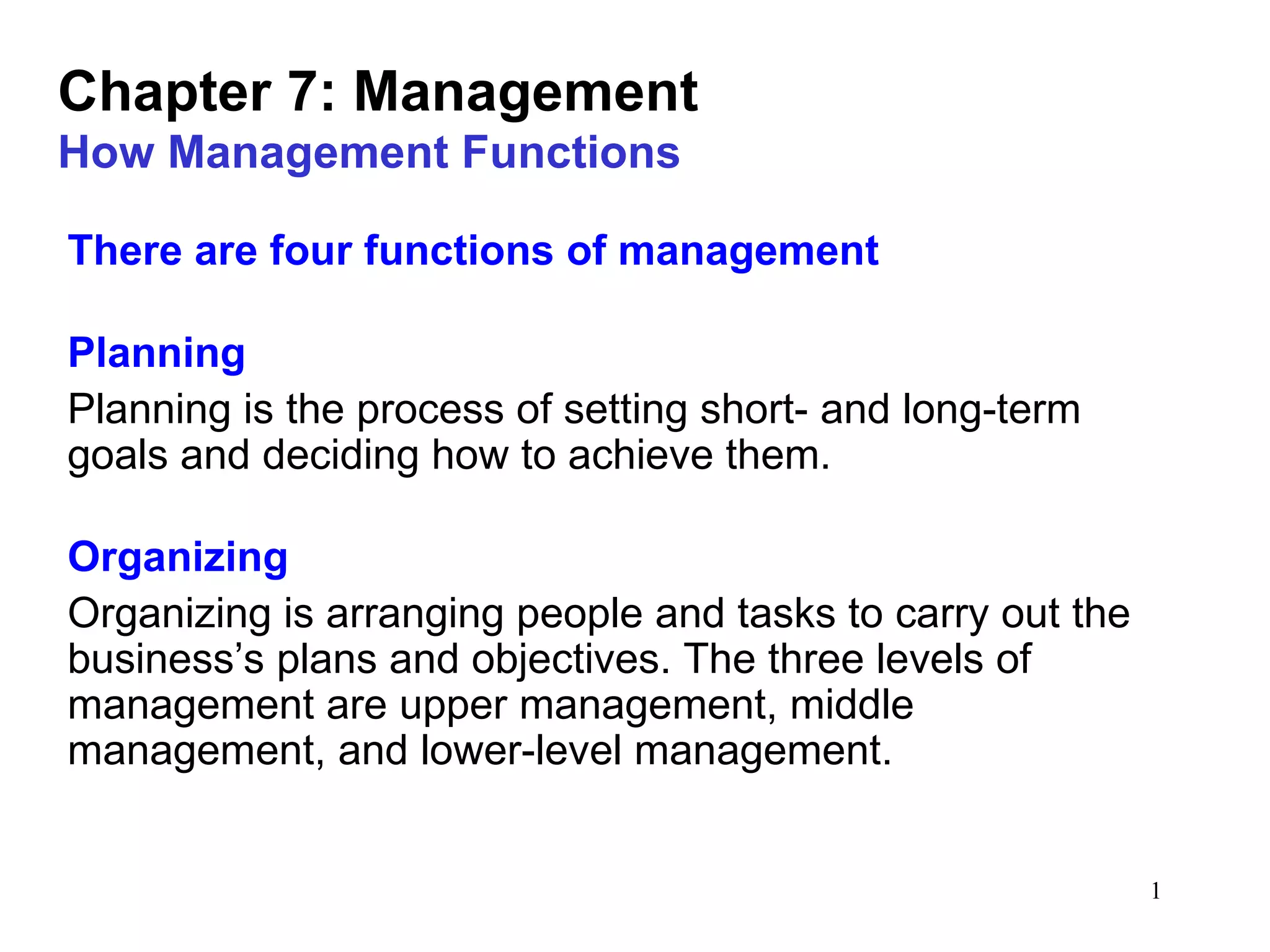 PowerPoint Chapter 7 Notes | PPT | Executive Leadership & Management ...