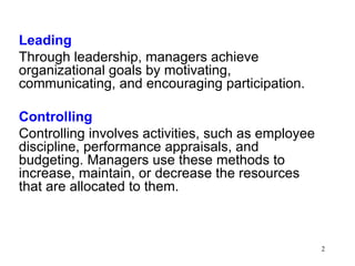 PowerPoint Chapter 7 Notes | PPT | Executive Leadership & Management ...