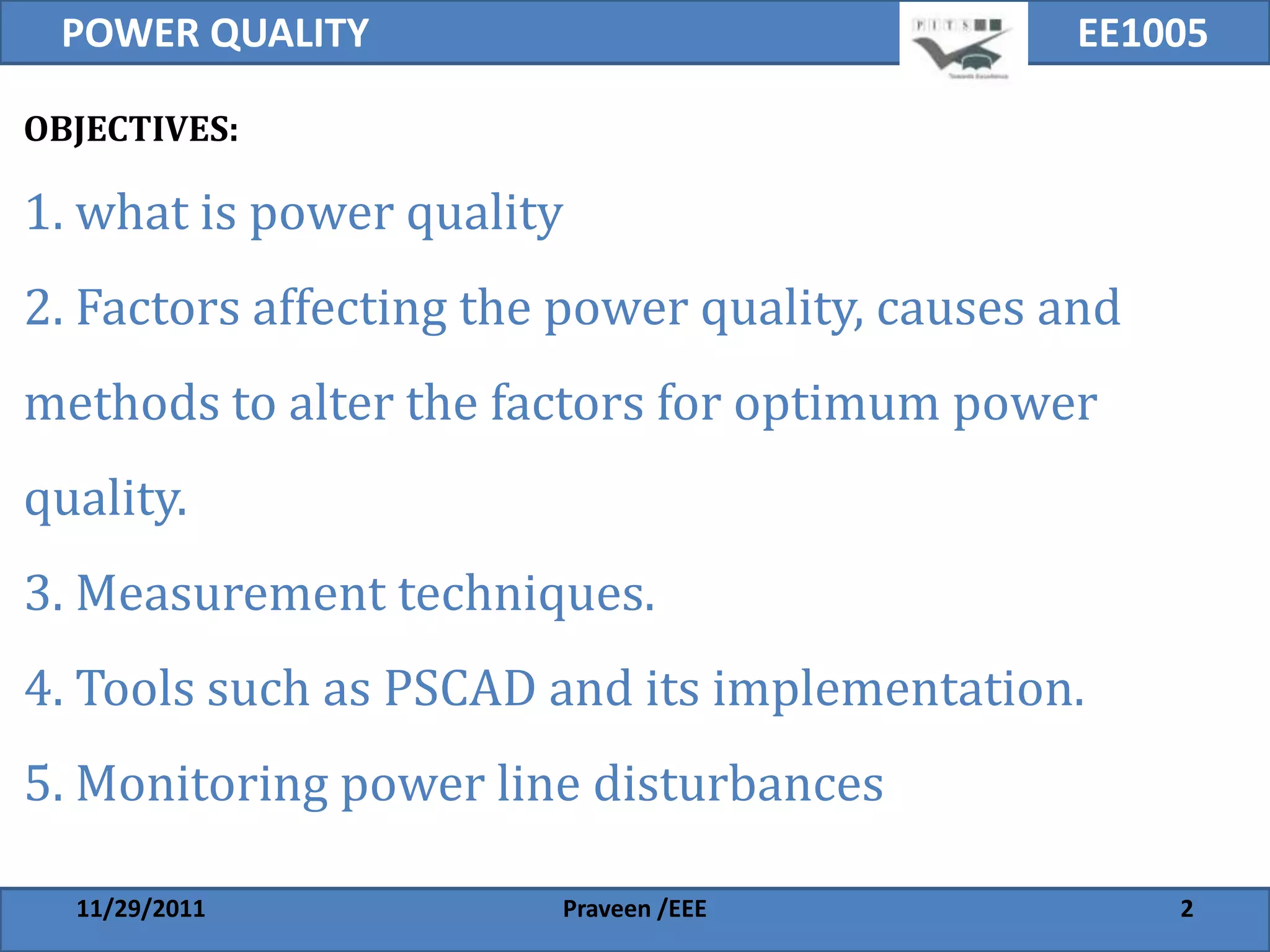 Power quality (IV-EEE) | PPTX