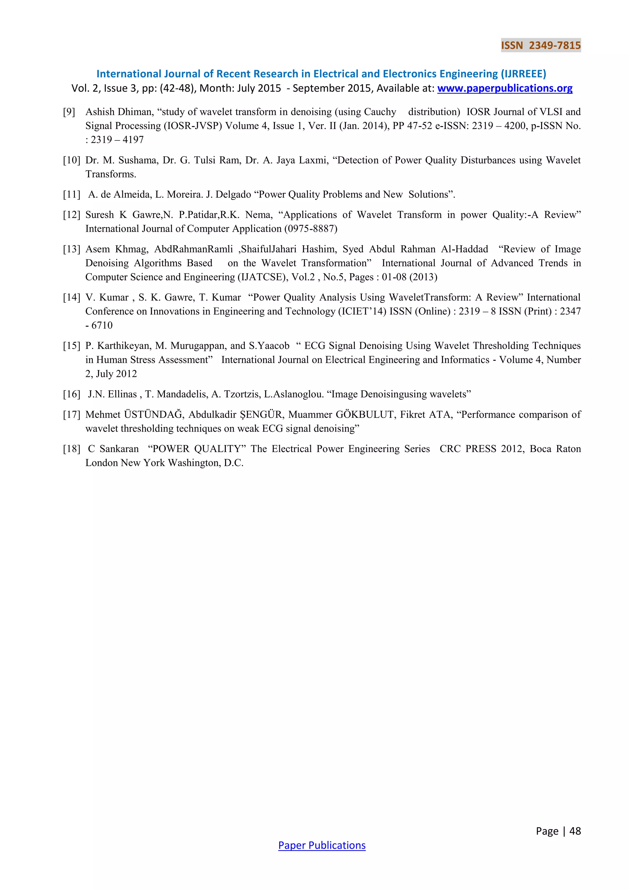 Power Quality Identification Using Wavelet Transform: A Review | PDF | Physics | Science