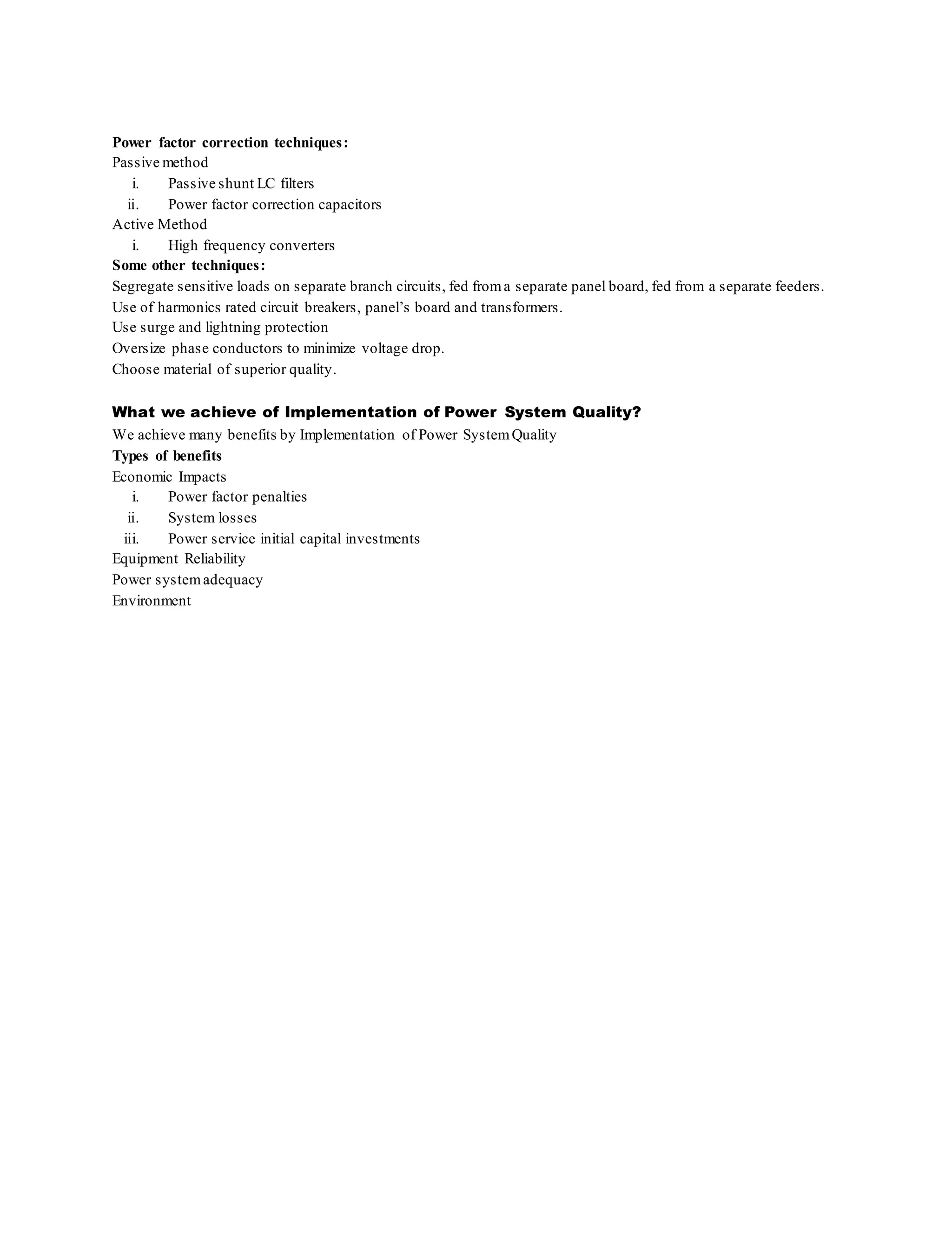 Power System quality implementation | PDF