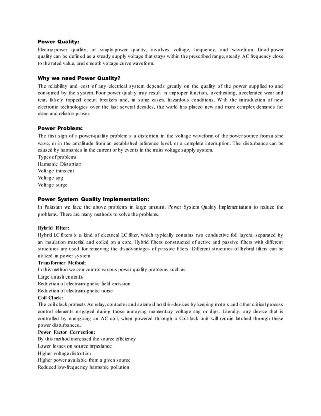 Power System quality implementation | PDF