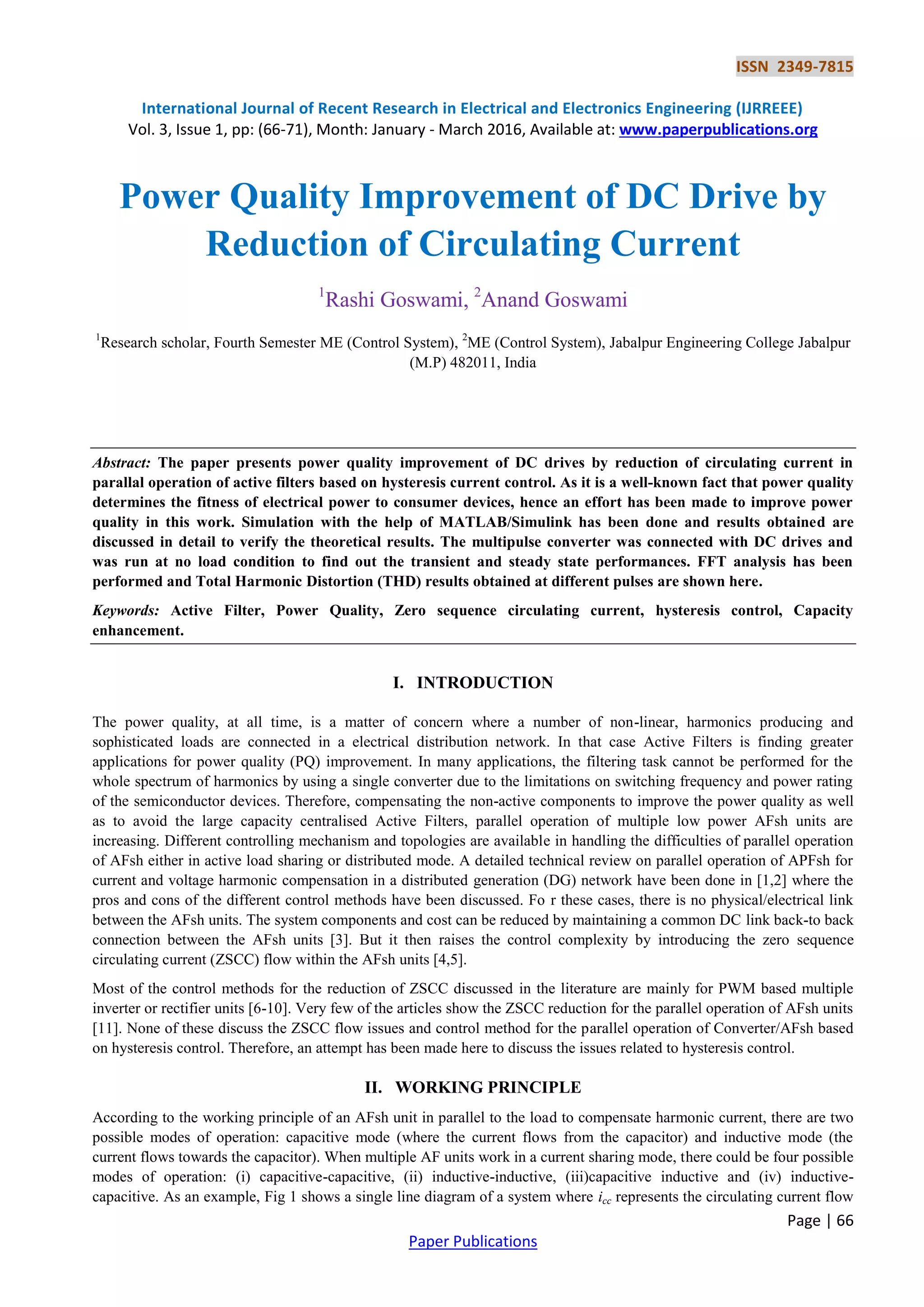 Power Quality Improvement Of Dc Drive By Reduction Of Circulating