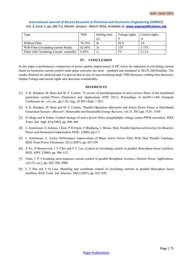 Power Quality Improvement Of Dc Drive By Reduction Of Circulating