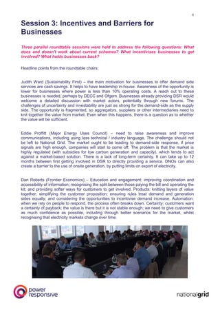 Power Responsive DSR Conference 18th June - Summary Paper | PDF