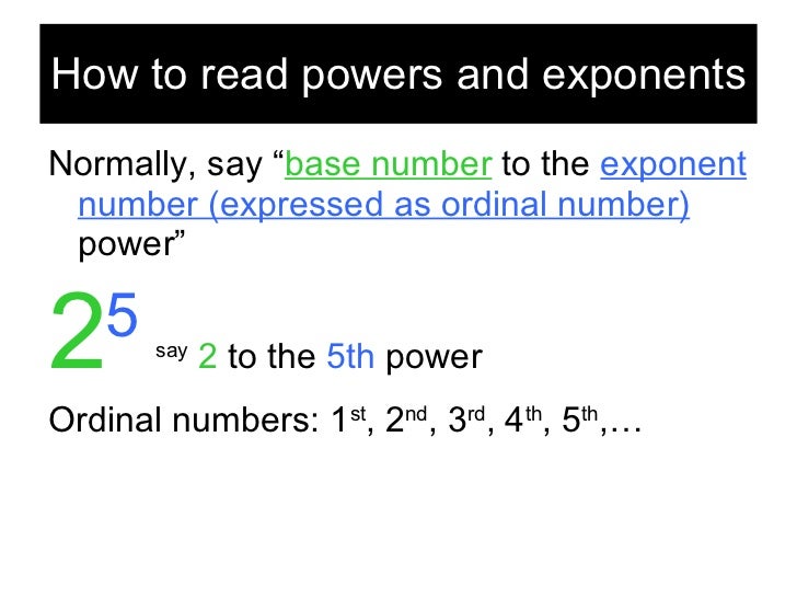 Powers and Exponents