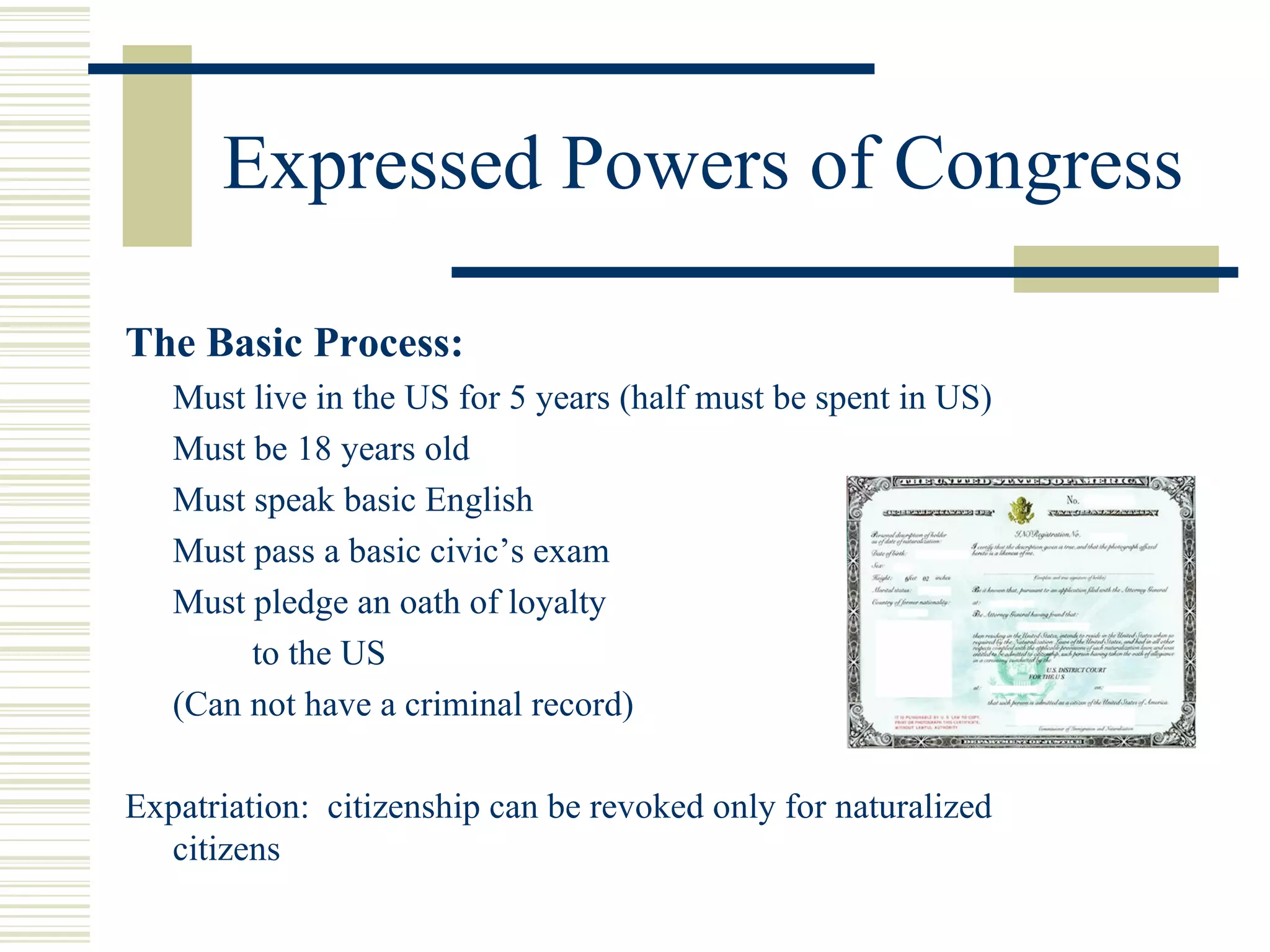 Powers Of Congress | PPT