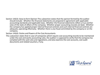 Powers and Duties of Auditors and Auditing Standards – Section 143.pptx ...