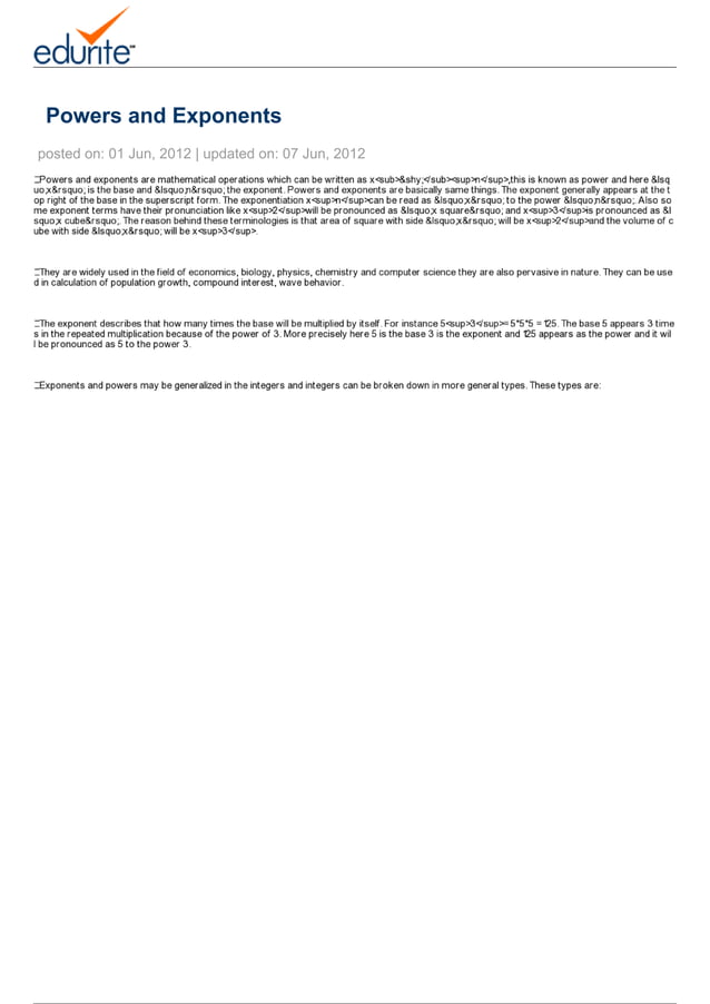 Powers+and+Exponents | PDF
