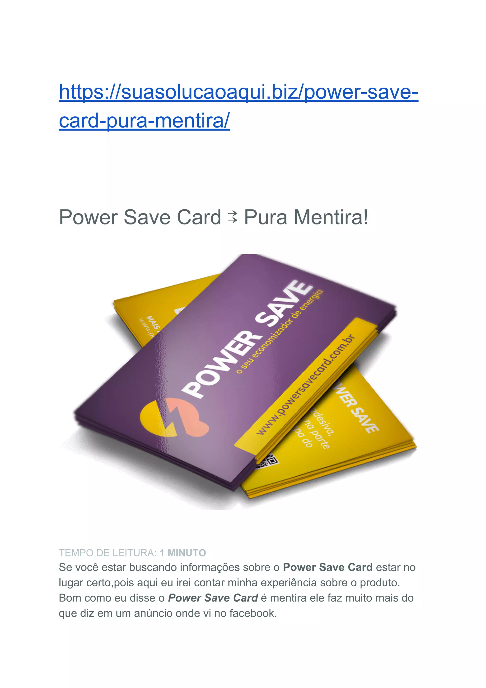 Power save card⇉M e arrependi veja o porque | PDF