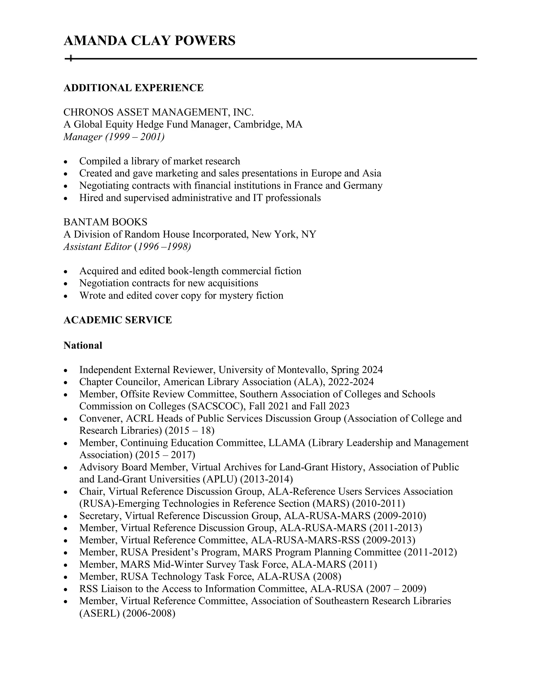 Amanda Clay Powers' Curriculum Vitae PDF | PDF