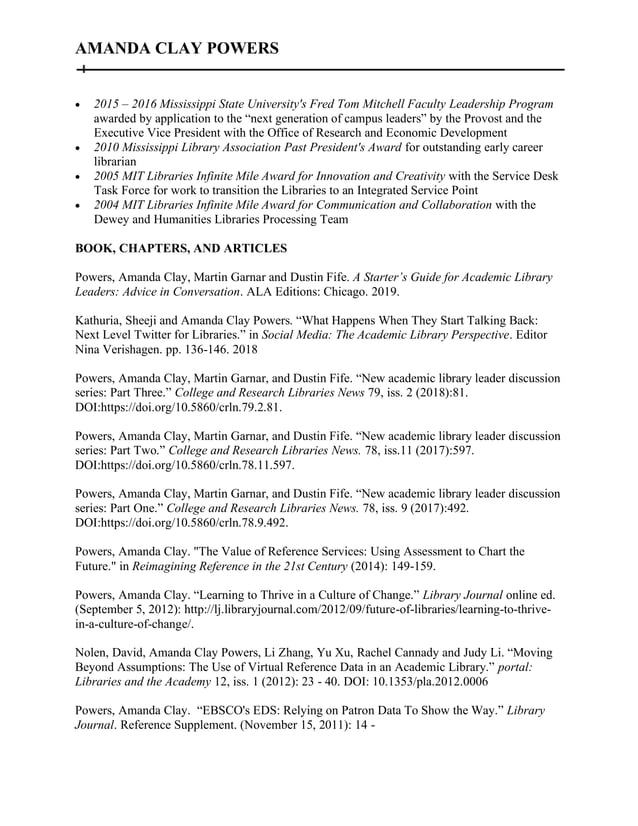 Amanda Clay Powers' Curriculum Vitae PDF | PDF