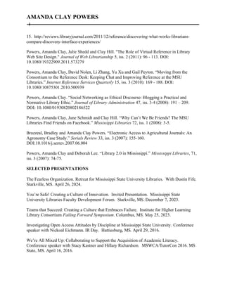 Amanda Clay Powers' Curriculum Vitae PDF | PDF