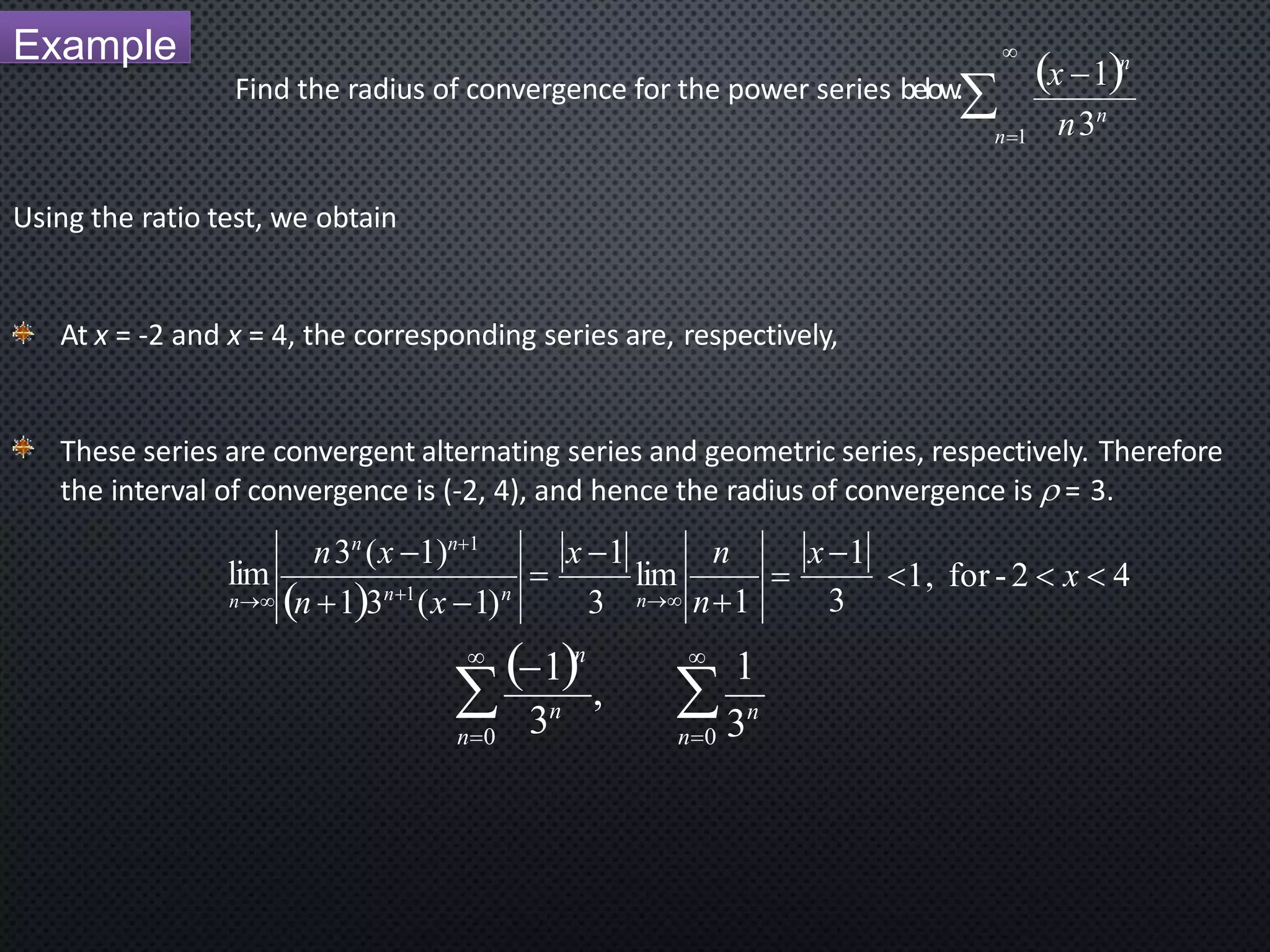 Power series and radius of convergence | PPTX
