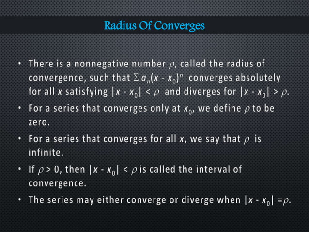 Power series and radius of convergence | PPT