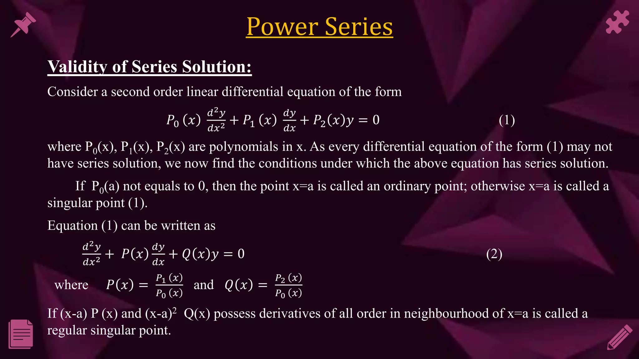 Power Series - Legendre Polynomial - Bessel's Equation | PPTX | Physics ...