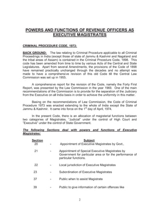 EXECUTIVE MAGISTRATES-Powers functionsof rev_offi_as ...