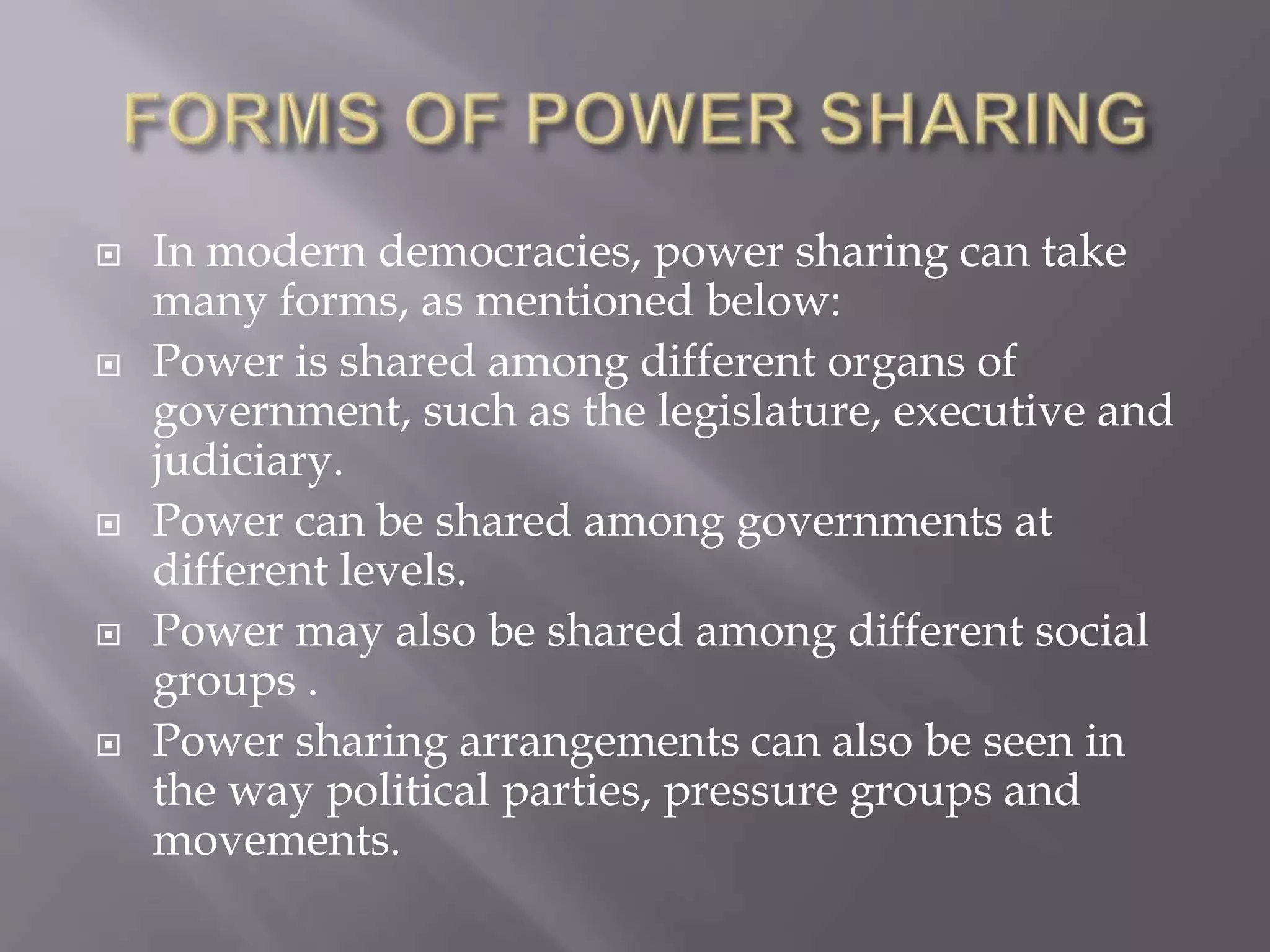 Power sharing CLASS 10 | PPTX