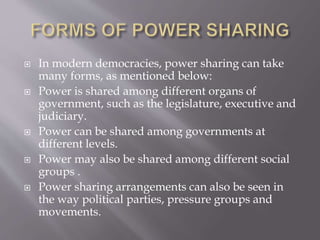 Power sharing CLASS 10 | PPTX