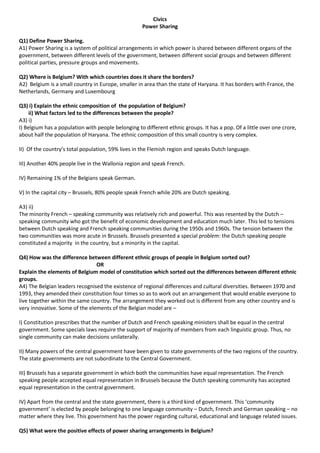 CBSE Class X Power Sharing Notes | PDF