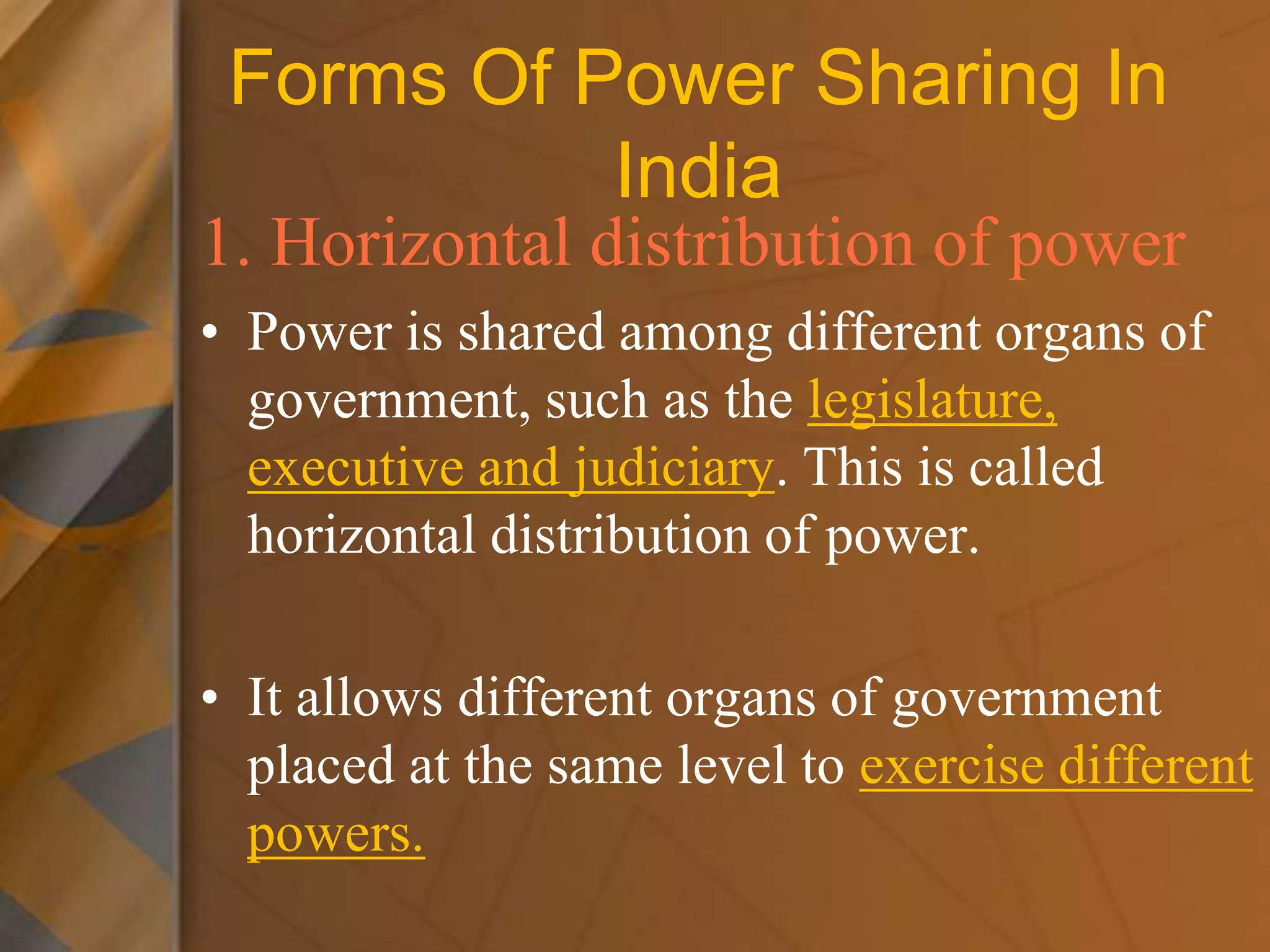 Power sharing in india | PPTX