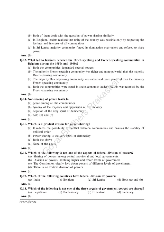 Class - X Power Sharing [Notes] | PDF | Hinduism | Religion & Spirituality