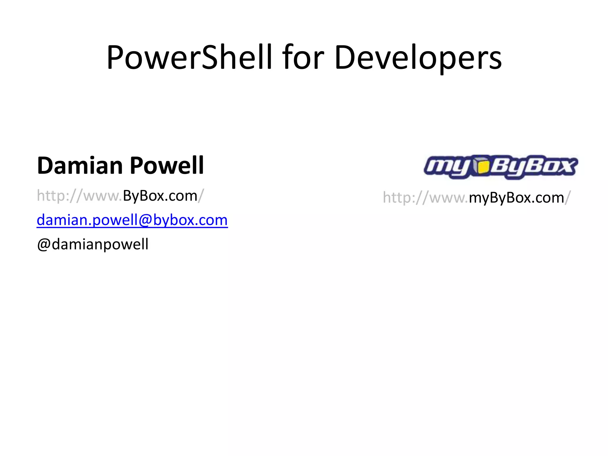 PowerShell for Developers | PPT