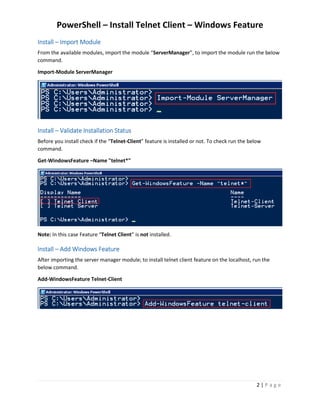 PowerShell install Windows Feature | PDF | Operating Systems | Computer Software and Applications