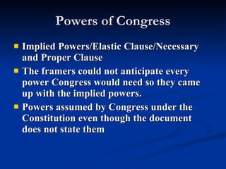 Powers Of Congress | PPT