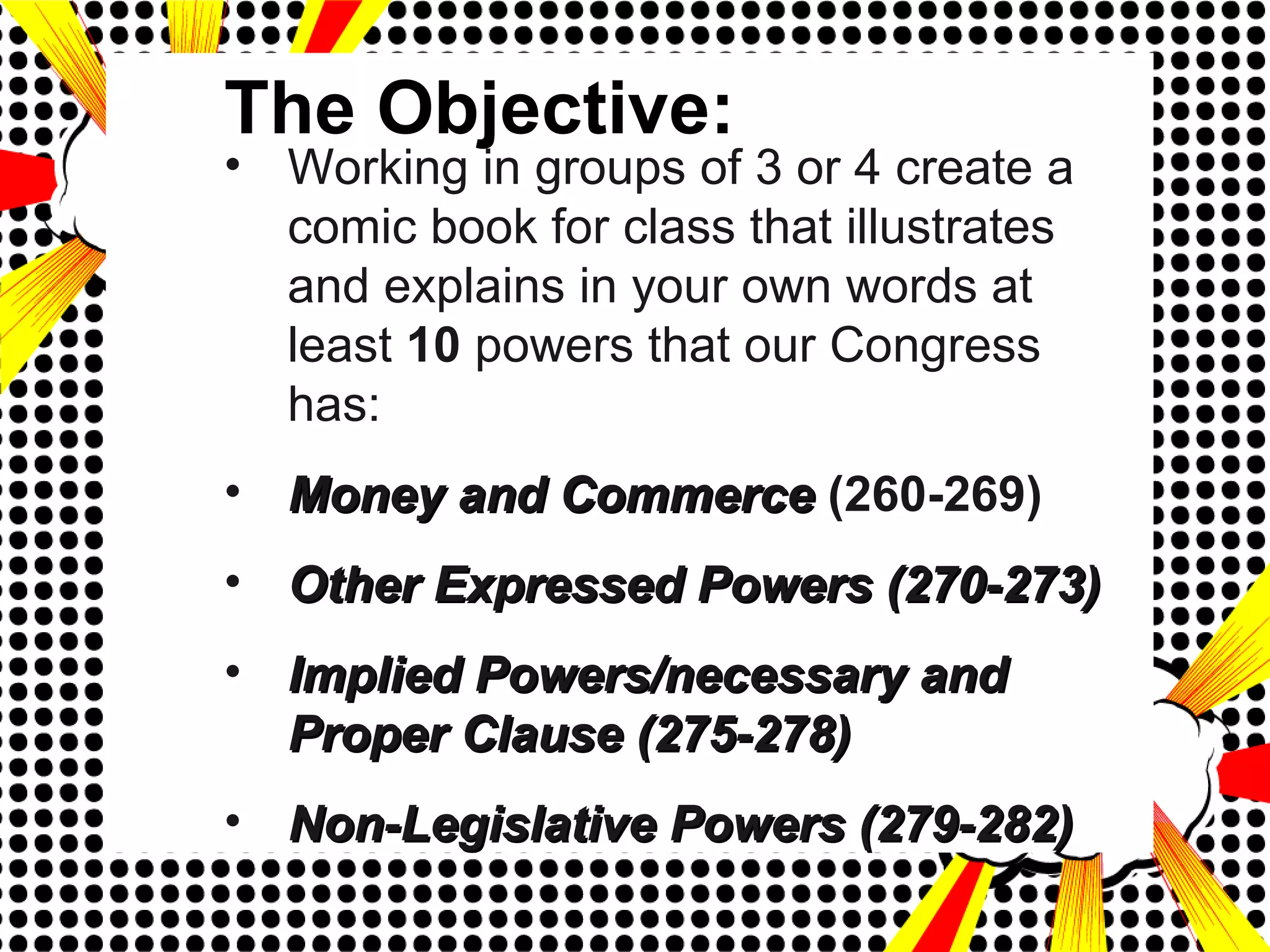 Powers of congress assignment | PPT