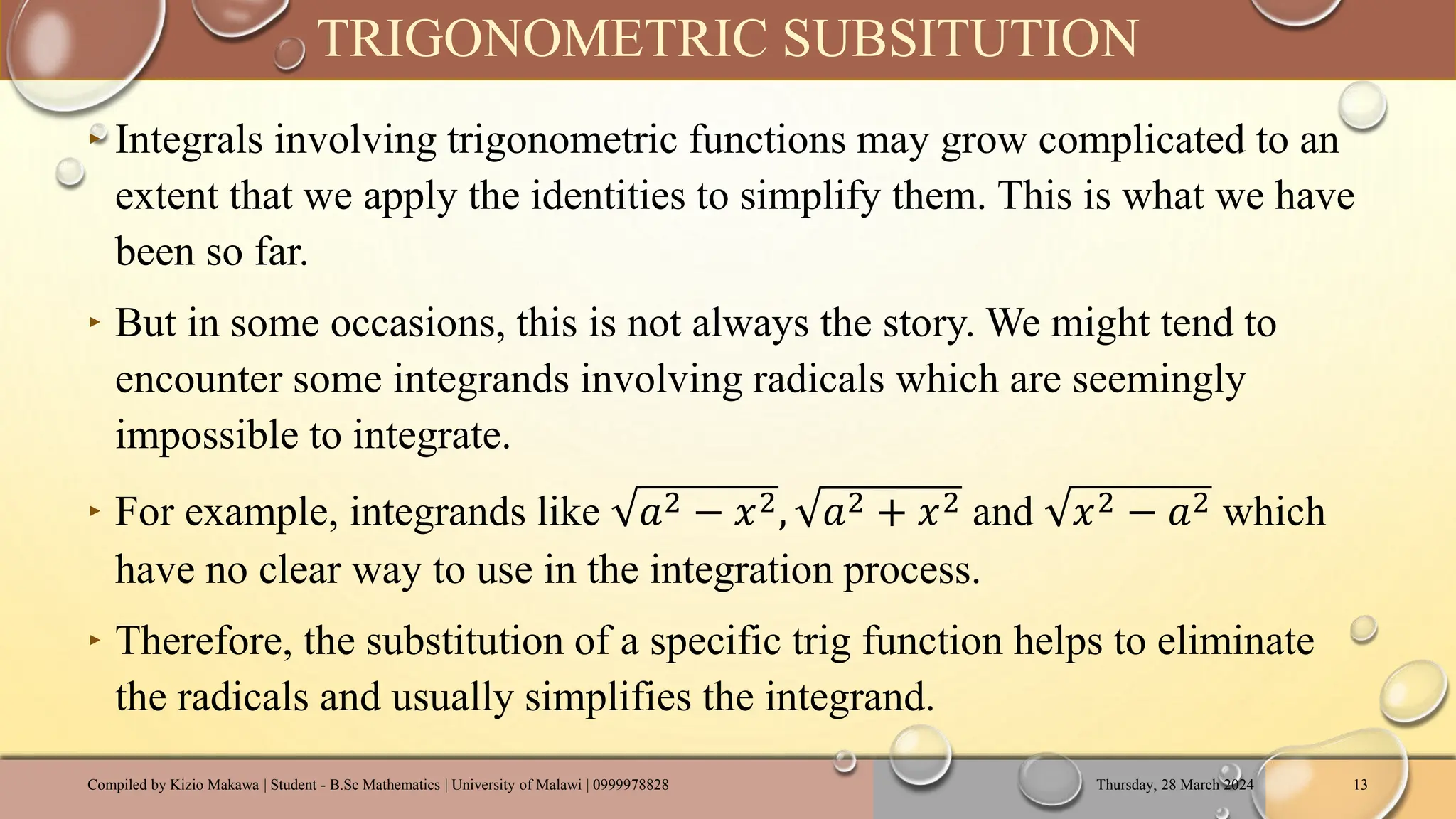 Integrals involving powers of tan and trig substitution.pptx