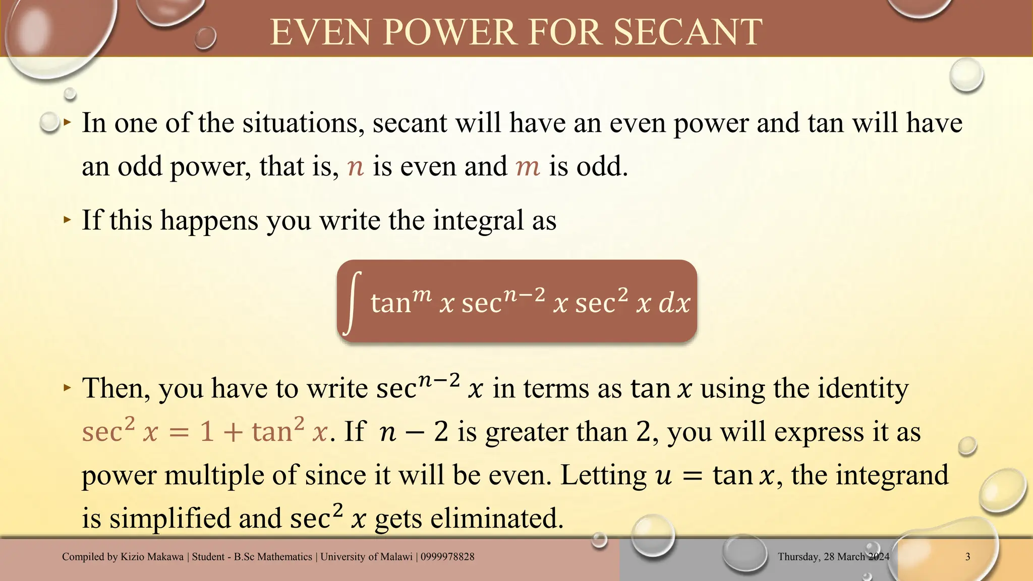 Integrals involving powers of tan and trig substitution.pptx