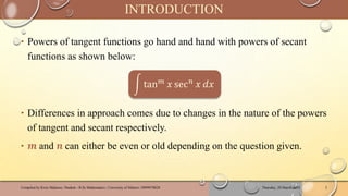 Integrals involving powers of tan and trig substitution.pptx