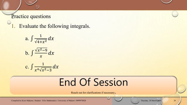 Integrals involving powers of tan and trig substitution.pptx
