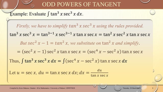 Integrals involving powers of tan and trig substitution.pptx