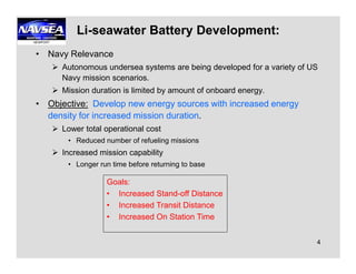 Presentation Power Sources Lithium Seawater Battery (LiSWB) | PPT