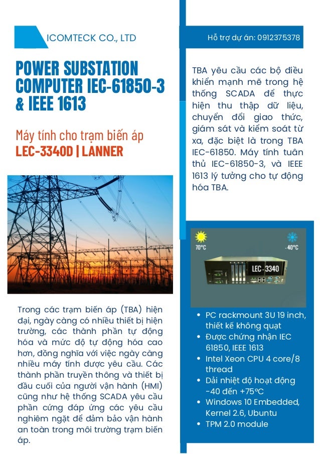 Máy tính công nghiệp cho trạm biến áp LEC-3340D | Power Substation Computer IEC-61850-3 & IEEE ...