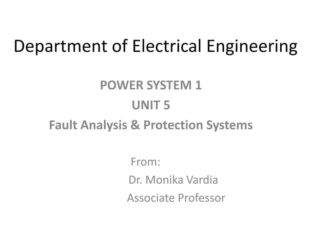 power system 1 unit 5 contains for various faults & circuit breakers | PPT
