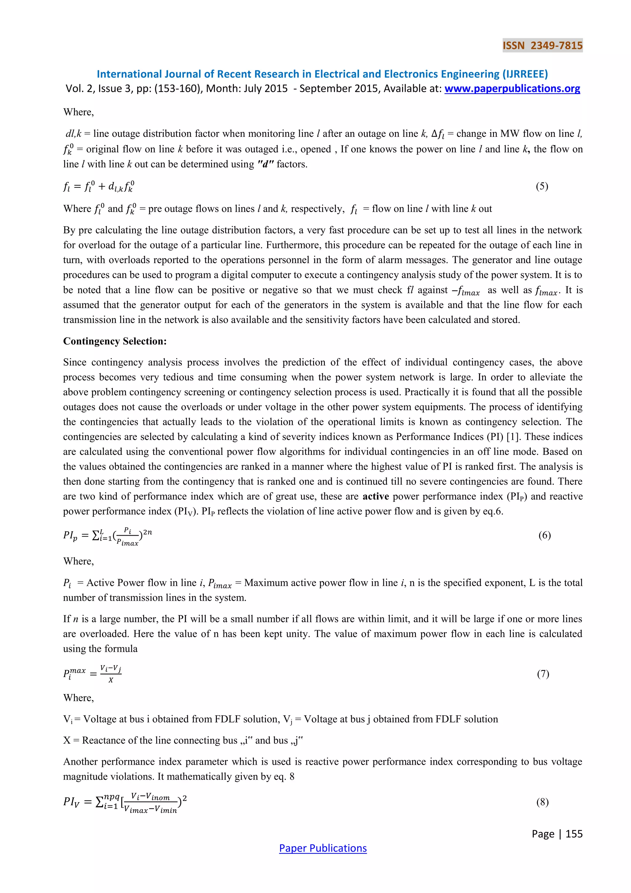 Power System Contingency Ranking Using Fast Decoupled Load Flow Method