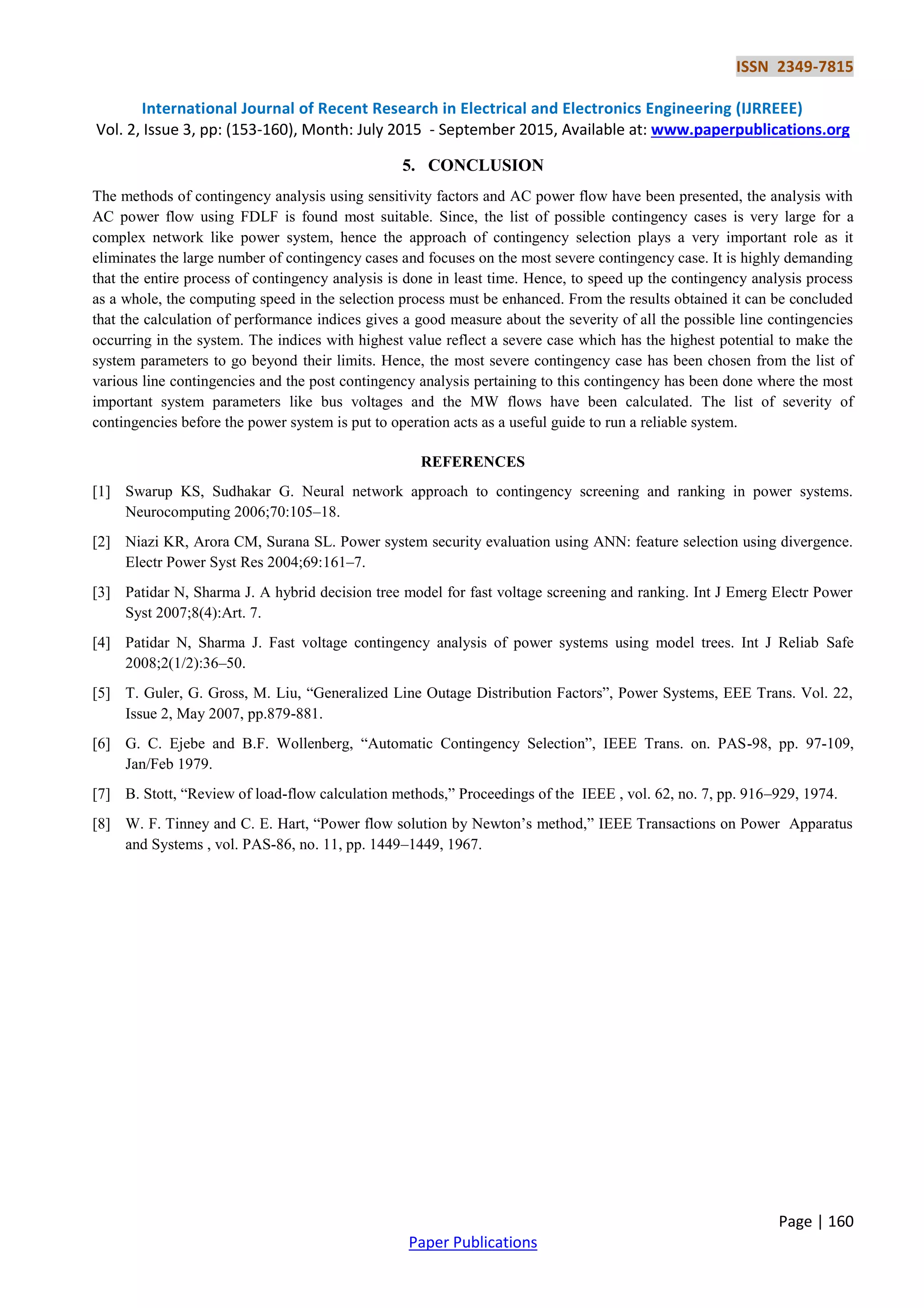 Power System Contingency Ranking Using Fast Decoupled Load Flow Method | PDF