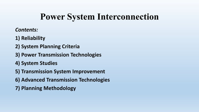 Power system interconnection presentation | PPTX