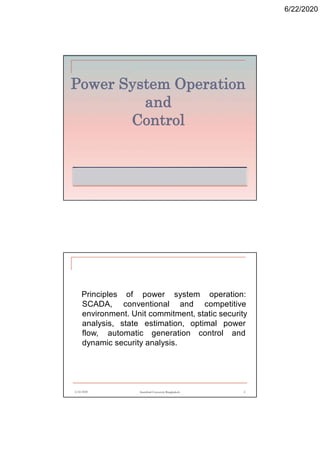Power system operation & control( Switching & Controlling System) | PDF