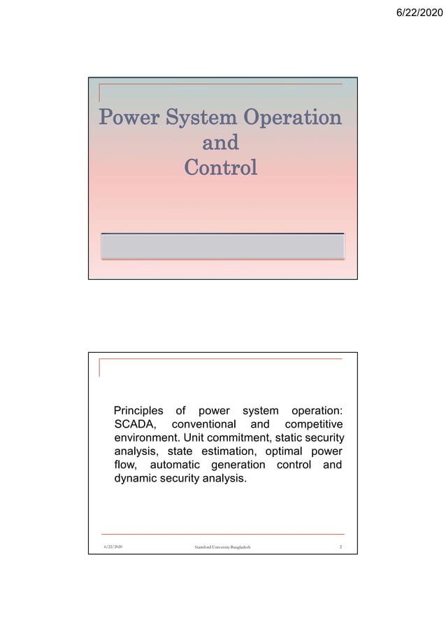 Power system operation & control( Switching & Controlling System) | PPTX