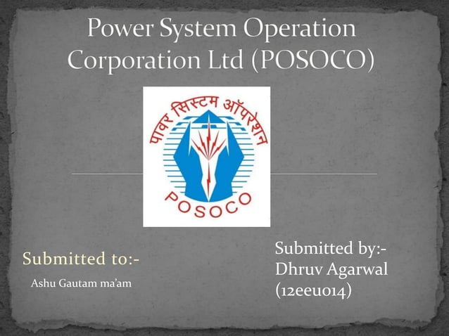 Power system operation corporation ltd (posoco) | PPT
