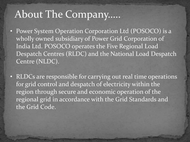 Power system operation corporation ltd (posoco) | PPTX