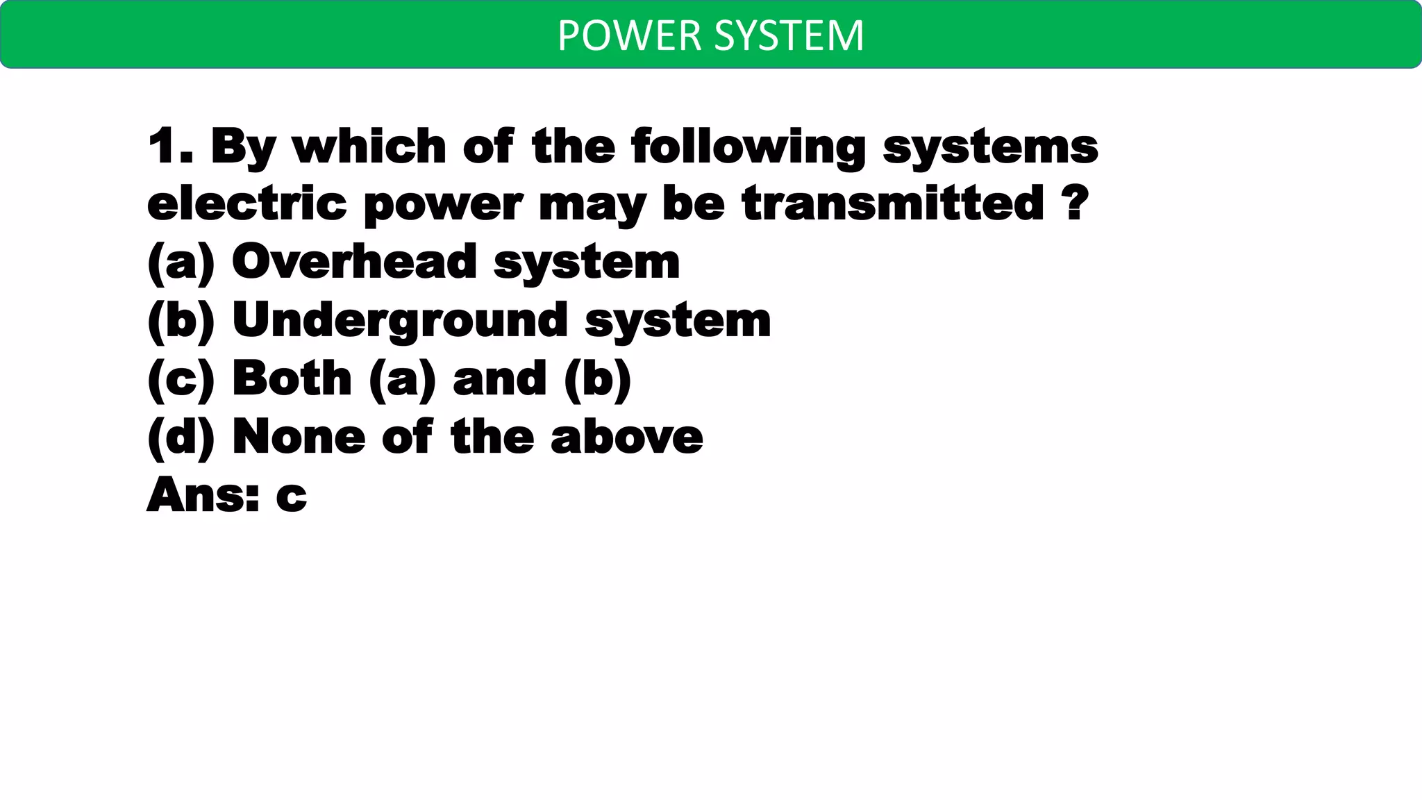 QUESTION ANSWER ,MCQ OF POWER SYSTEM,RRB,SSE,PSC,AE,JE,Power system ...