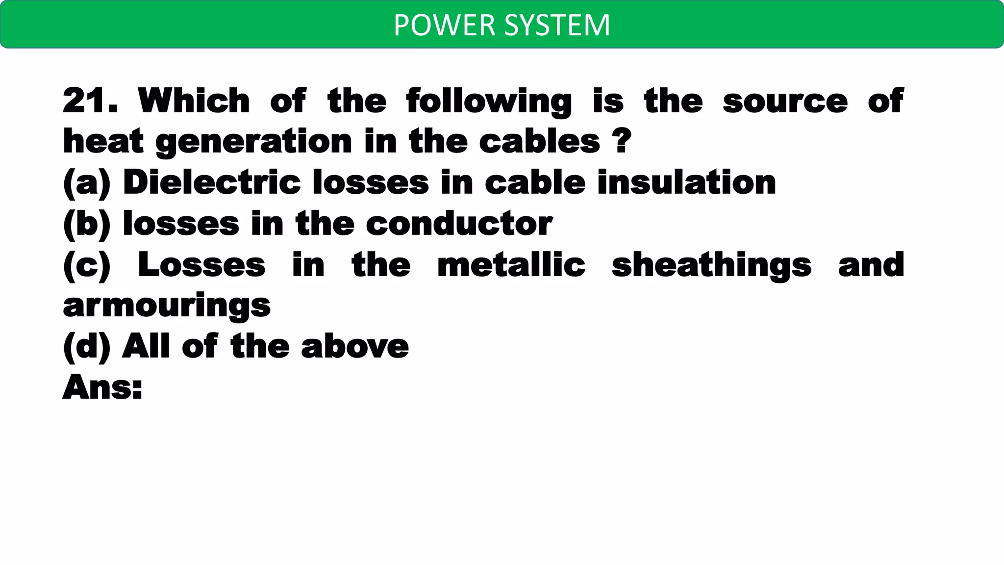 QUESTION ANSWER ,MCQ OF POWER SYSTEM,RRB,SSE,PSC,AE,JE,Power system ...