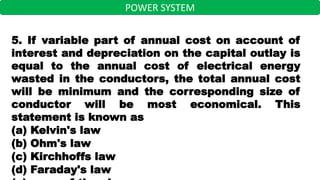 QUESTION ANSWER ,MCQ OF POWER SYSTEM,RRB,SSE,PSC,AE,JE,Power system part 1_25 Most Important MCQ ...